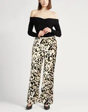 FORTE_FORTE Printed Velvet Viscose Polyester Palazzo Pants - White