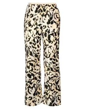 FORTE_FORTE Printed Velvet Viscose Polyester Palazzo Pants - White