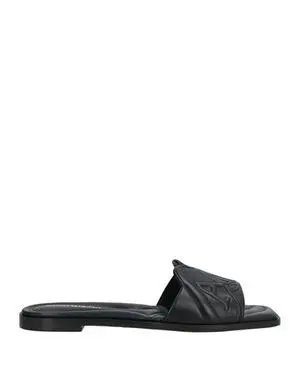 Alexander McQueen Leather Slide Sandals - Black