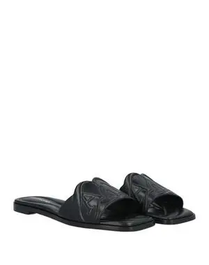Alexander McQueen Leather Slide Sandals - Black