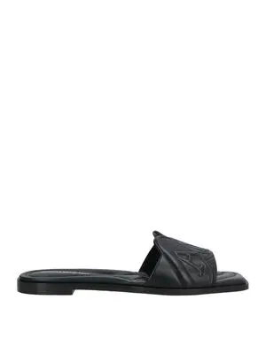 Alexander McQueen Leather Slide Sandals - Black