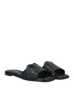 Alexander McQueen Leather Slide Sandals - Black