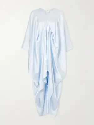 Camilla Draped Silk-satin Kaftan - Blue