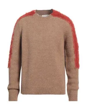 JIL SANDER Sweater Alpaca Wool Blend Two-tone Knit - Beige