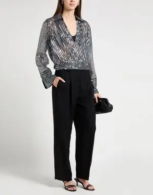 SEMICOUTURE Sequined Tulle Wrap Top With Slit Cuffs