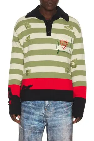 Andersson Bell Stripe Damaged Polo Sweater