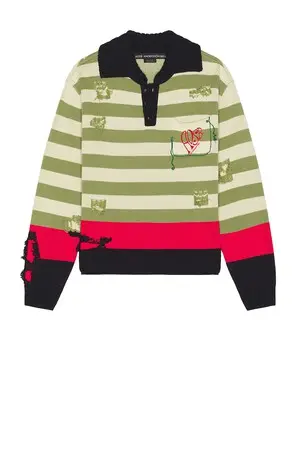 Andersson Bell Stripe Damaged Polo Sweater