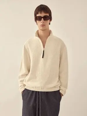 Commas Textured Cotton Pullover - Beige