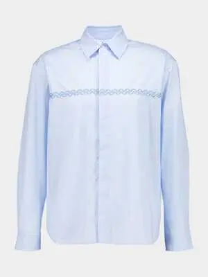 Commas Embroidered Cotton Voile Shirt - Blue