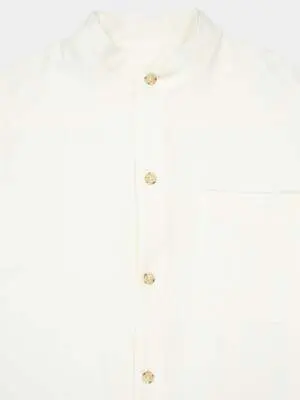 Commas Stand Collar Hemp Viscose Shirt - White