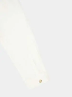 Commas Stand Collar Hemp Viscose Shirt - White