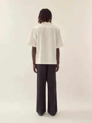 Commas Shell Embroidered Camp Collar Shirt - White