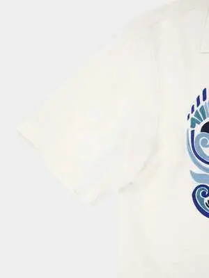Commas Shell Embroidered Camp Collar Shirt - White