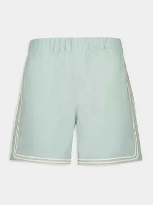 Commas Braided Trim Cotton Shorts - Blue