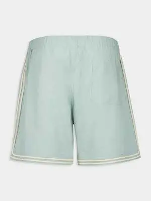 Commas Braided Trim Cotton Shorts - Blue