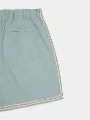 Commas Braided Trim Cotton Shorts - Blue