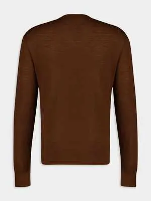 Commas Merino Wool Crew Neck Jumper - Brown