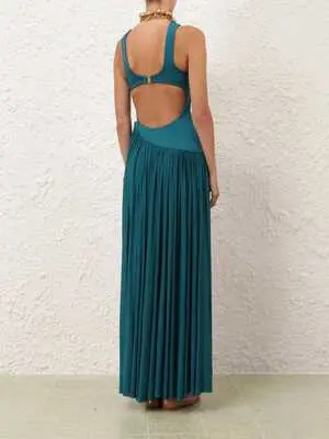 Zimmermann Luna Asymmetric Maxi Dress - Blue