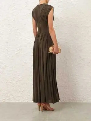 Zimmermann Luna Pleated Maxi Dress - Green
