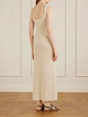 Khaite Lex Crocheted Silk And Cotton-blend Midi Dress - Neutrals