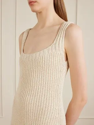 Khaite Lex Crocheted Silk And Cotton-blend Midi Dress - Neutrals