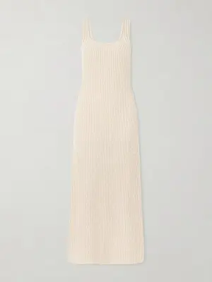 Khaite Lex Crocheted Silk And Cotton-blend Midi Dress - Neutrals