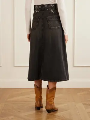 Ralph Lauren Danielle Studded Denim Midi Skirt