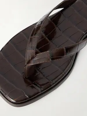 EMME PARSONS Meta Croc-effect Leather Flip Flops
