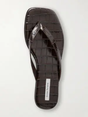 EMME PARSONS Meta Croc-effect Leather Flip Flops