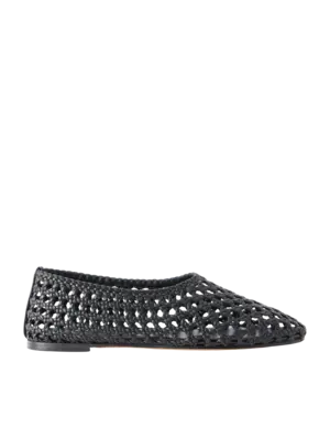 EMME PARSONS High Throat Woven Leather Ballerina Flats - Black