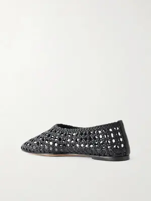 EMME PARSONS High Throat Woven Leather Ballerina Flats - Black