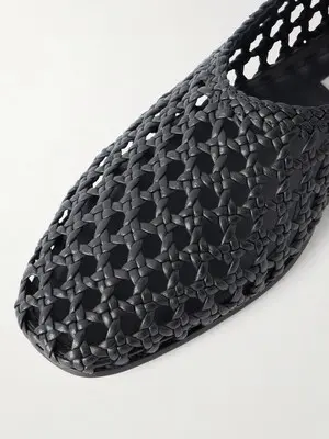 EMME PARSONS High Throat Woven Leather Ballerina Flats - Black