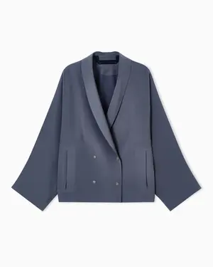Giorgio Armani Double-breasted Pea Coat In Technical Cady