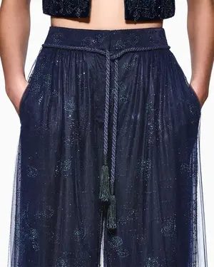 Giorgio Armani Wide-leg Tulle Trousers With Rhinestones