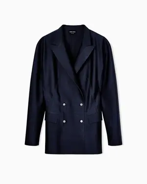 Giorgio Armani Double-breasted Jacket In Scuba Jersey