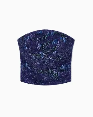 Giorgio Armani Embroidered Bustier Top - Patterned