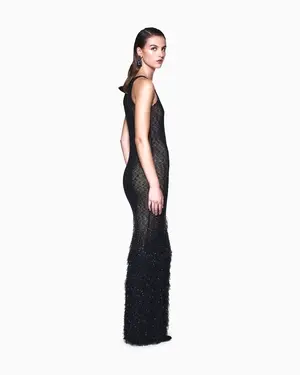 Giorgio Armani Long Knit Dress With Sequins