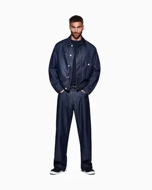 Giorgio Armani Five-pocket Cotton And Silk Denim Trousers - Blue