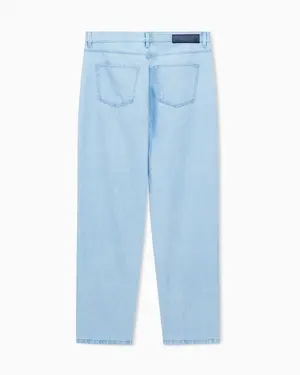 Giorgio Armani Five-pocket Cotton-linen Denim Trousers - Blue