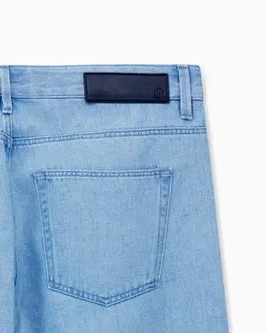Giorgio Armani Five-pocket Cotton-linen Denim Trousers - Blue