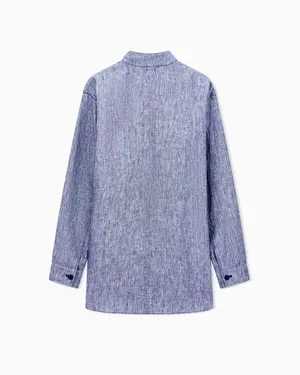 Giorgio Armani Blouson Shirt In Mélange Linen Double Canvas