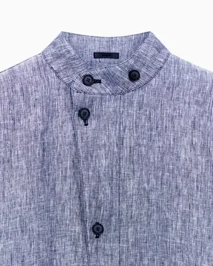 Giorgio Armani Blouson Shirt In Mélange Linen Double Canvas