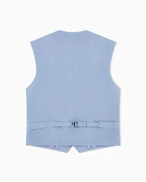 Giorgio Armani Washed Silk Blend Single-breasted Waistcoat - Light Blue