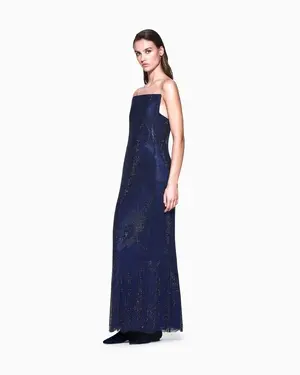 Giorgio Armani Pure Silk Rhinestone Long Dress