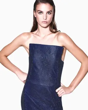 Giorgio Armani Pure Silk Rhinestone Long Dress