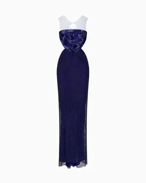Giorgio Armani Long Silk Dress With Sequin Embroidery