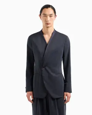 Giorgio Armani Upton Line Washed Silk And Linen Blend Tuxedo Jacket