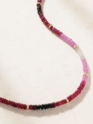 Jia Jia Arizona 14-karat Gold Ruby Necklace - Pink