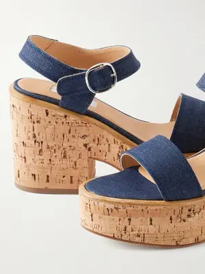 Gabriela Hearst Sardis Denim Platform Sandals - Blue