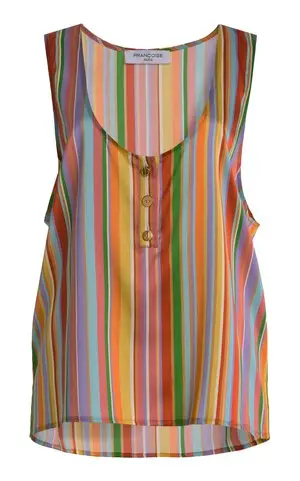 Françoise La Isla Poppy' Silk Satin Tank Top - Multi